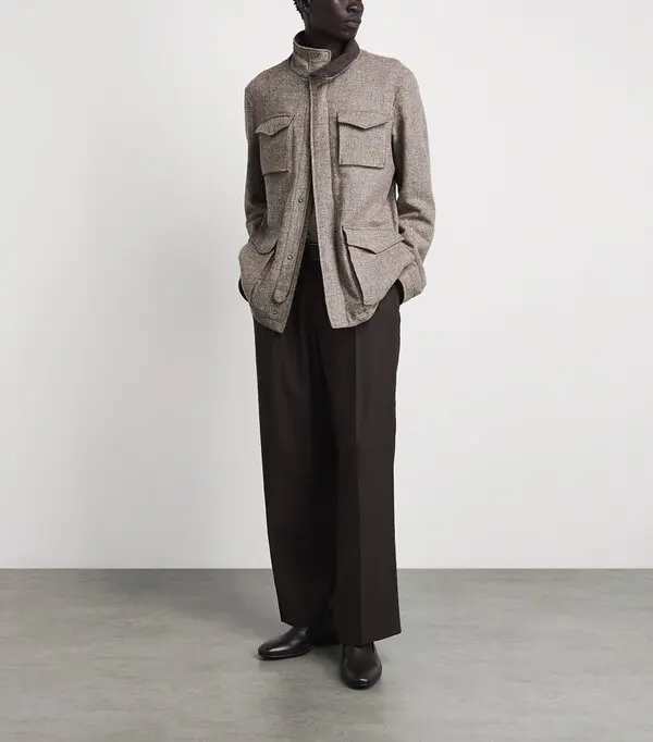 Herno Virgin Wool High-neck Utility Jacket - Brown
