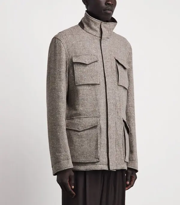 Herno Virgin Wool High-neck Utility Jacket - Brown