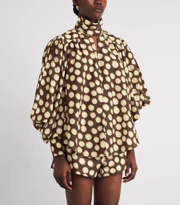 ALEMAIS Cotton-silk Paula Blouse With Polka Dots