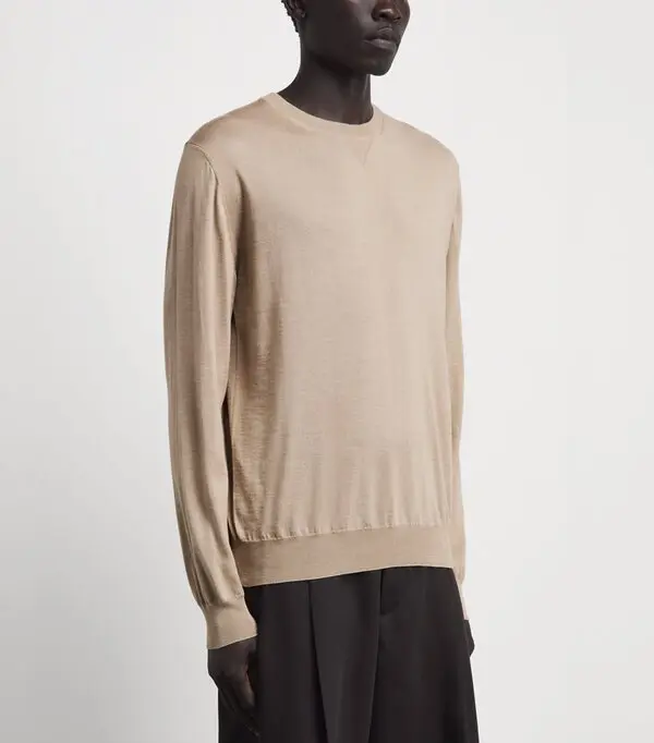 Herno Wool-silk Crew Neck Sweater - Beige