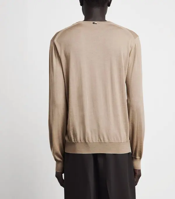 Herno Wool-silk Crew Neck Sweater - Beige