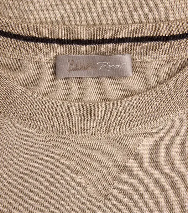 Herno Wool-silk Crew Neck Sweater - Beige