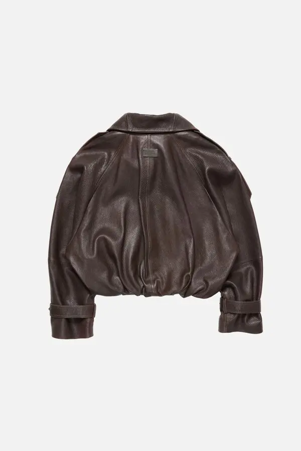 Acne Studios Double Breasted Leather Jacket - Dark Brown