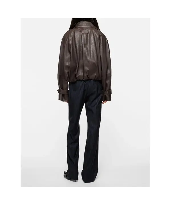 Acne Studios Double Breasted Leather Jacket - Dark Brown