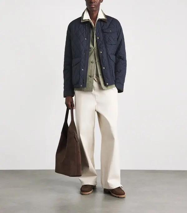 Polo Ralph Lauren Quilted Jacket With Corduroy Collar - Navy