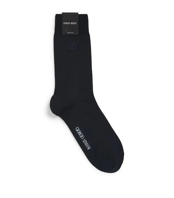 Giorgio Armani Cotton Logo Socks - Blue