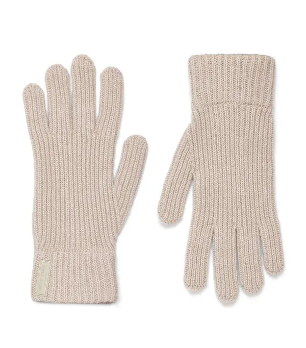 Giorgio Armani Cashmere Ribbed Gloves - Brown