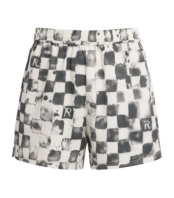 REPRESENT Smudged Checkerboard Print Swim Shorts - White
