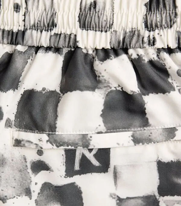 REPRESENT Smudged Checkerboard Print Swim Shorts - White