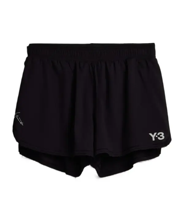 Y3 Logo Embellished Elasticated Shorts - Black