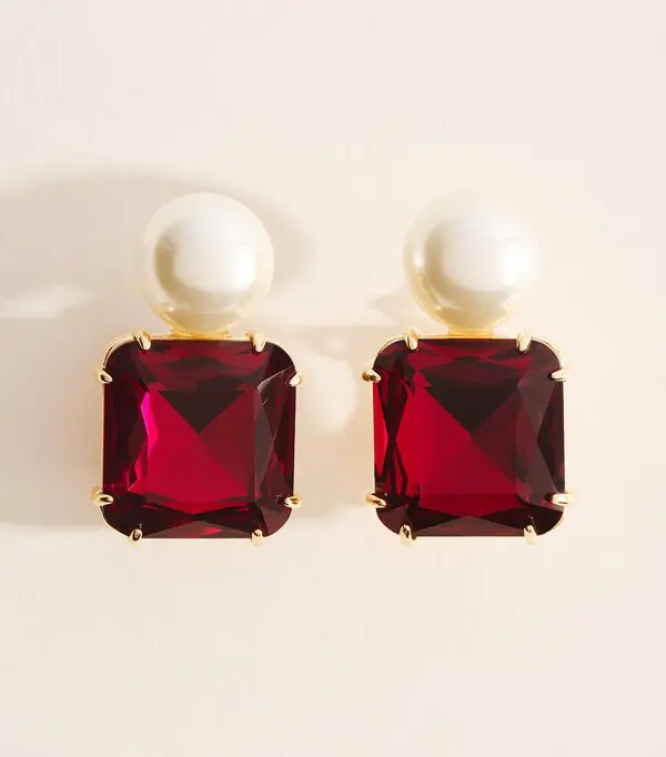 Carolina Herrera Faux Pearl And Crystal Clip-on Drop Earrings - Pink