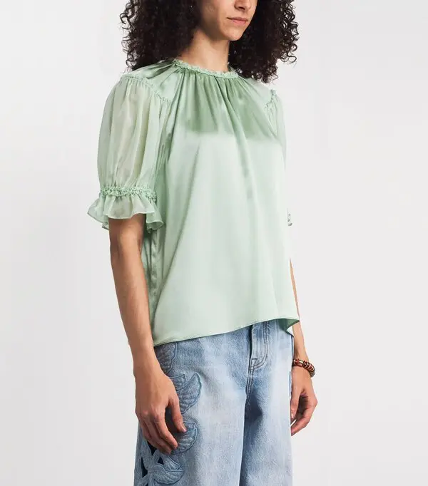 Ulla Johnson Silk Alina Blouse - Green