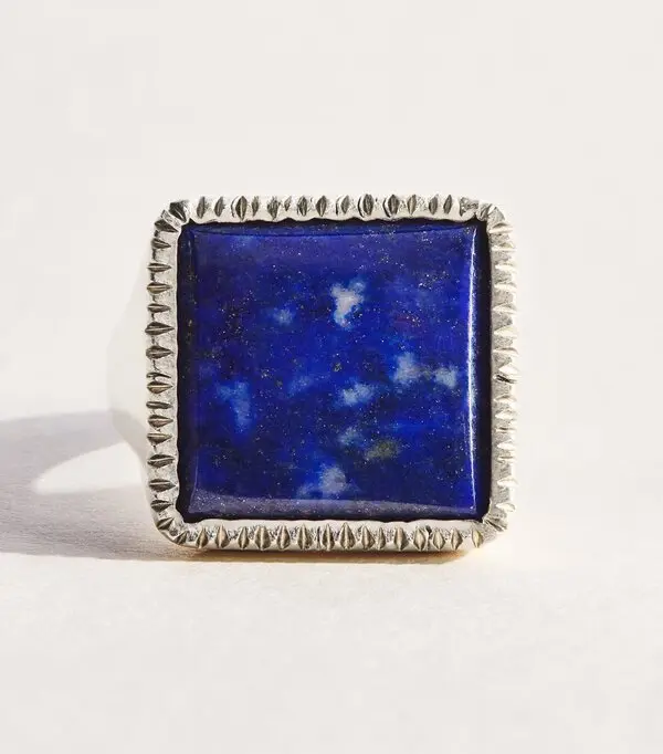 BLEUE BURNHAM Sterling And Lapis Lazuli Artists Signet Ring - Silver