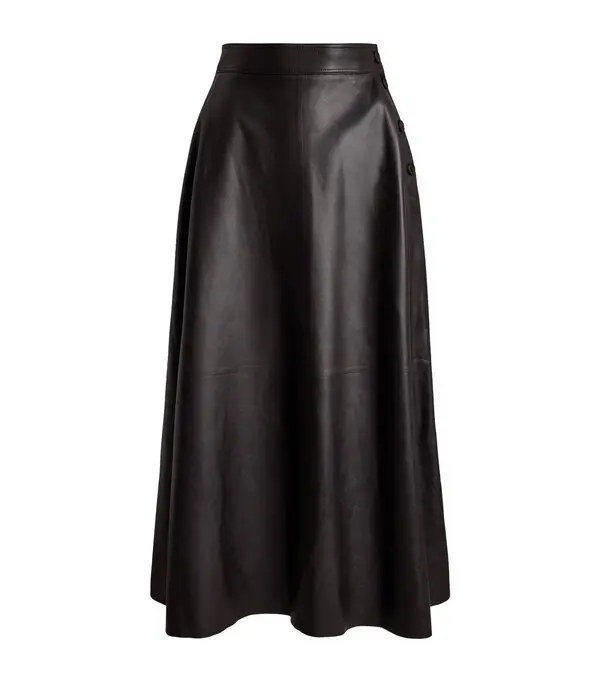Ralph Lauren Leather Vickie Midi Skirt