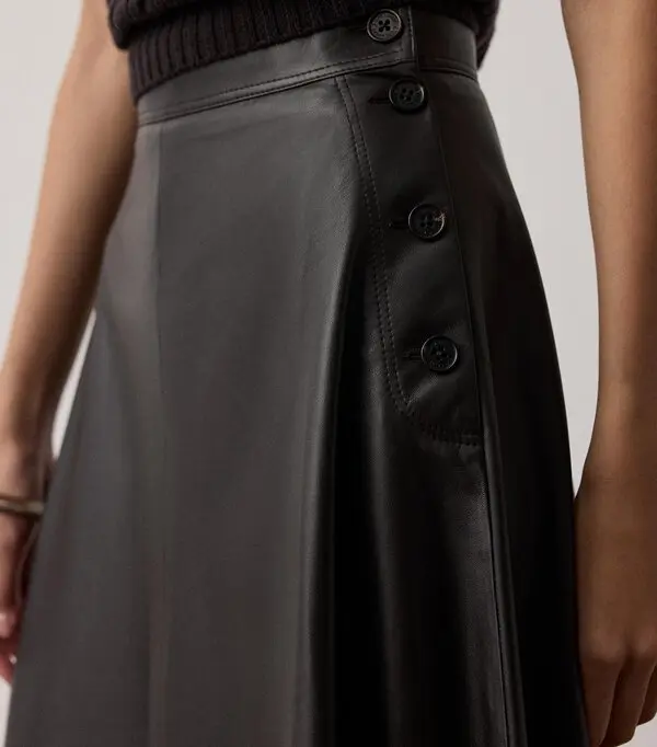 Ralph Lauren Leather Vickie Midi Skirt
