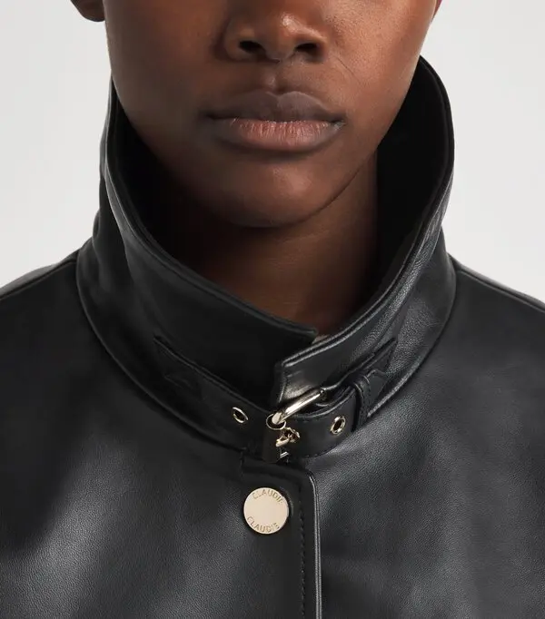 Claudie Pierlot Relaxed Lambskin Leather Jacket