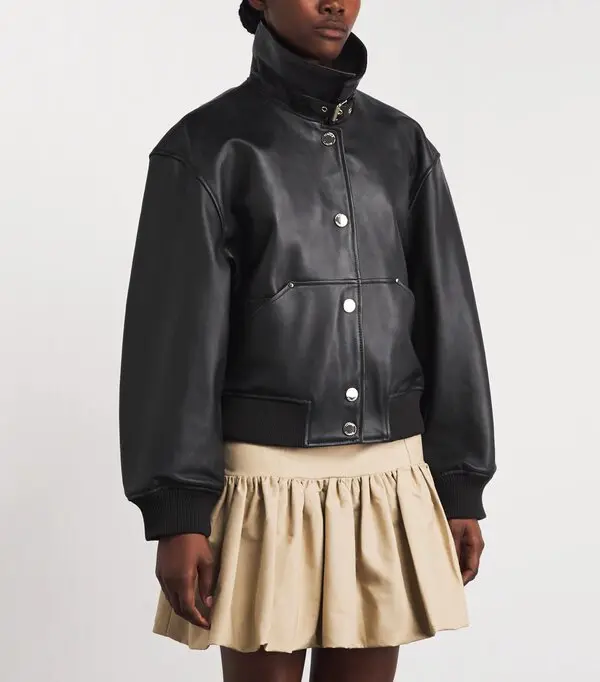 Claudie Pierlot Relaxed Lambskin Leather Jacket