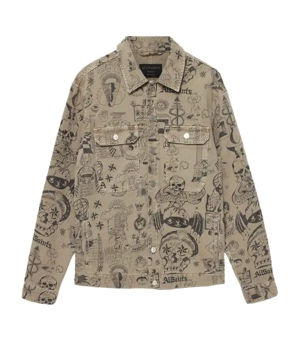 ALLSAINTS Organic Cotton Canvas Printed Sherb Jacket - Brown
