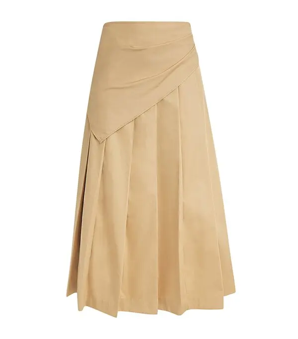 Claudie Pierlot Cotton Pleated Midi Skirt