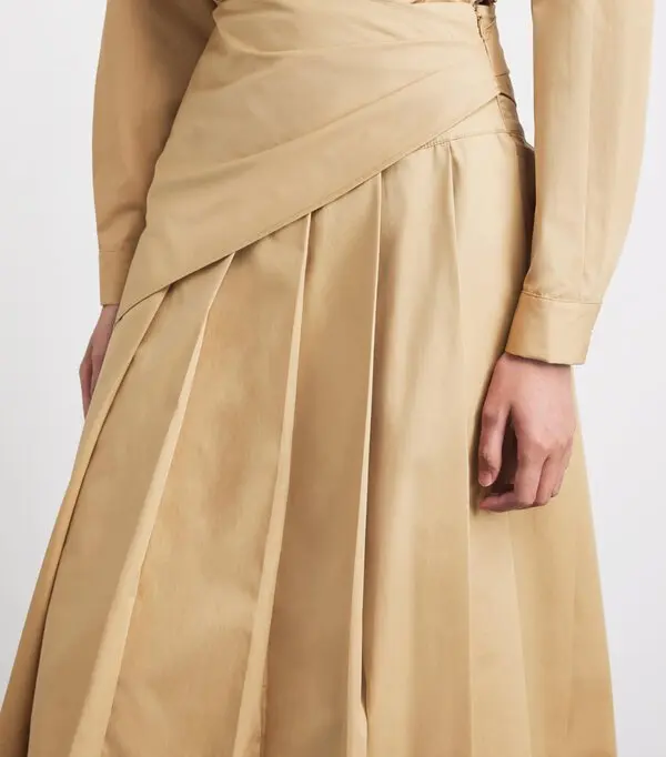 Claudie Pierlot Cotton Pleated Midi Skirt
