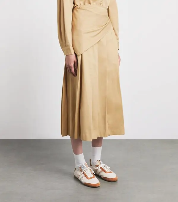 Claudie Pierlot Cotton Pleated Midi Skirt
