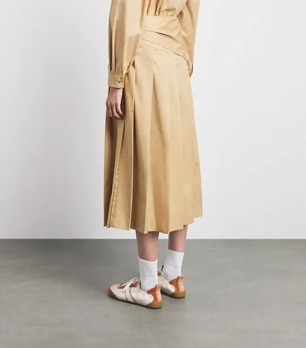 Claudie Pierlot Cotton Pleated Midi Skirt