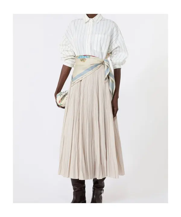 Max Mara Foggia Pleated Maxi Skirt - White