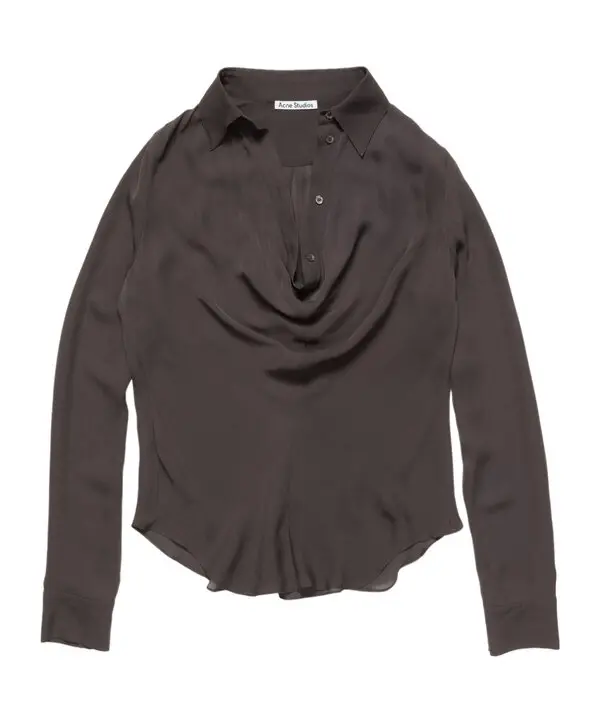 Acne Studios Cowl Neck Draped Blouse - Graphite Gray