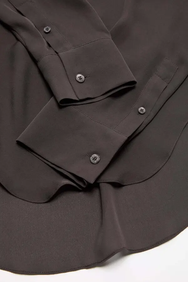 Acne Studios Draped Cowl Neck Blouse - Graphite Gray