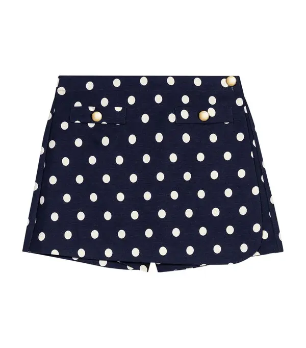 Maje Linen-blend Polka-dot Mini Skort