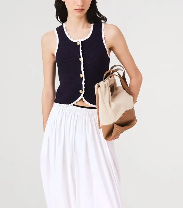 Maje Cropped Sleeveless Cardigan