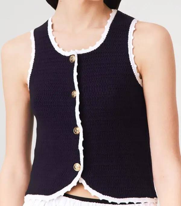 Maje Cropped Sleeveless Cardigan