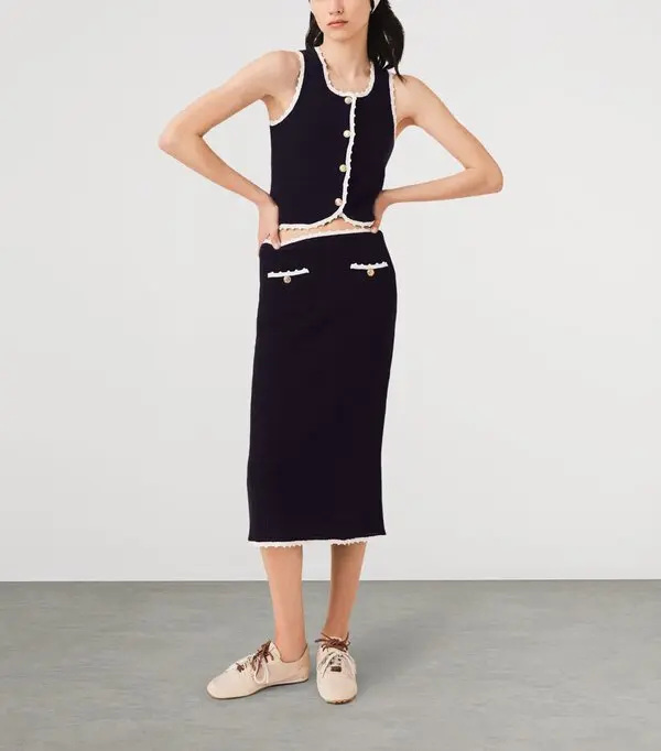 Maje Knitted Midi Skirt