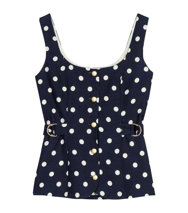 Maje Linen-blend Polka-dot Waistcoat