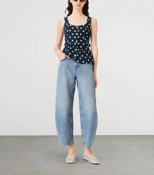 Maje Linen-blend Polka-dot Waistcoat