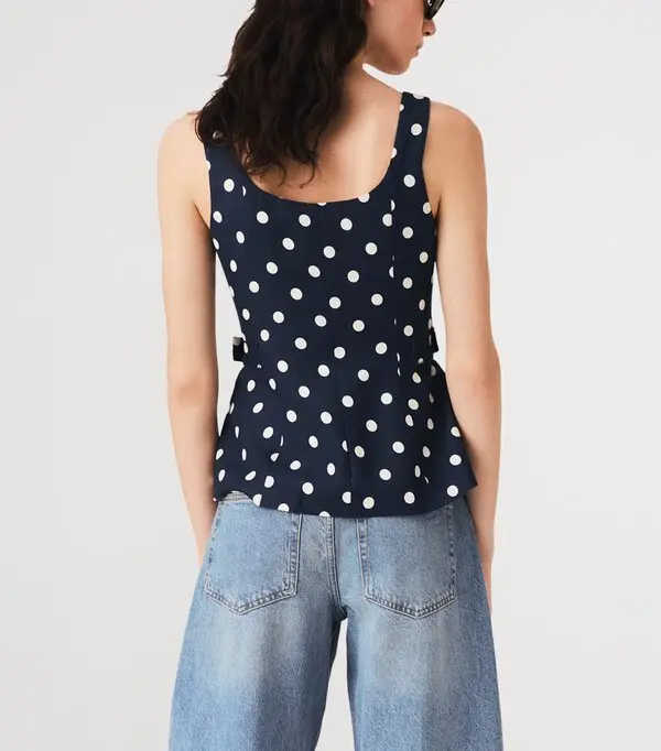 Maje Linen-blend Polka-dot Waistcoat