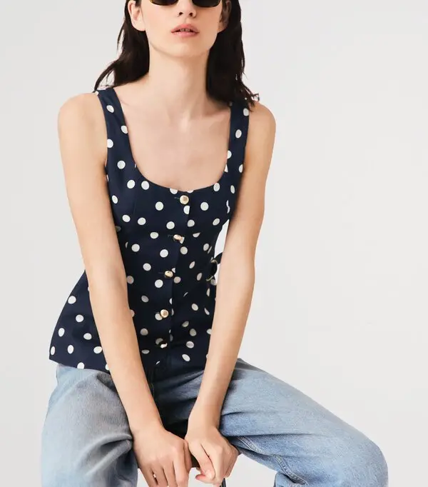 Maje Linen-blend Polka-dot Waistcoat