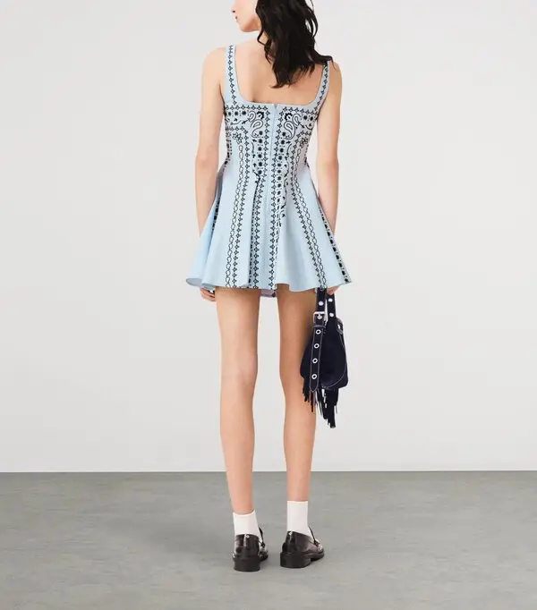 Maje Linen-blend Embroidered Mini Dress