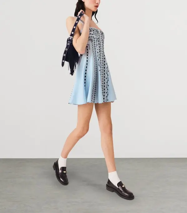 Maje Linen-blend Embroidered Mini Dress