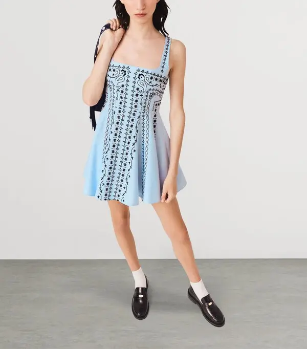Maje Linen-blend Embroidered Mini Dress