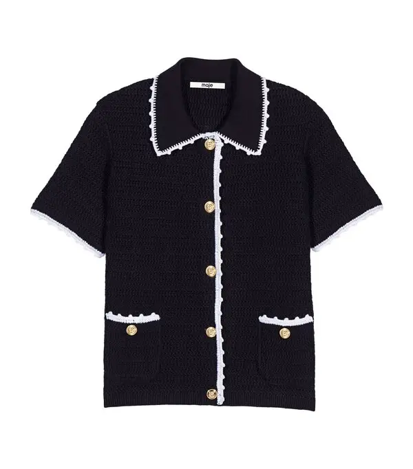 Maje Textured Knit Short-sleeve Cardigan