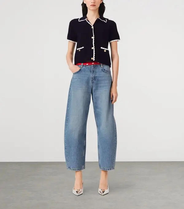 Maje Textured Knit Short-sleeve Cardigan