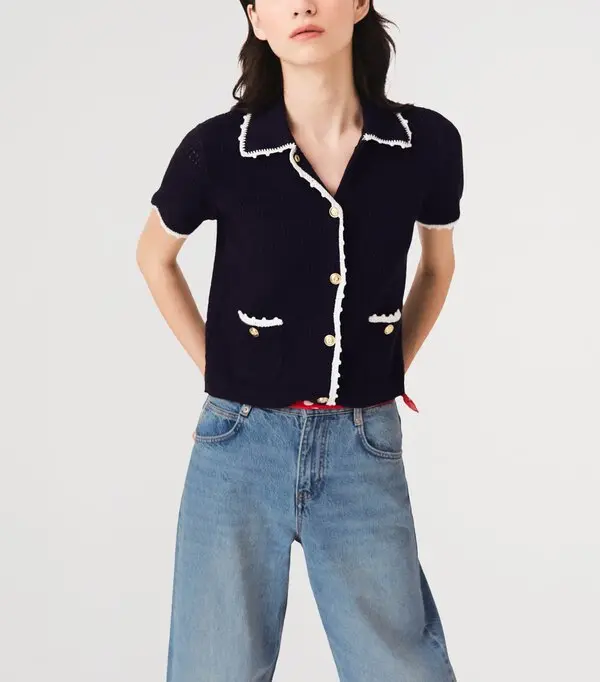 Maje Textured Knit Short-sleeve Cardigan