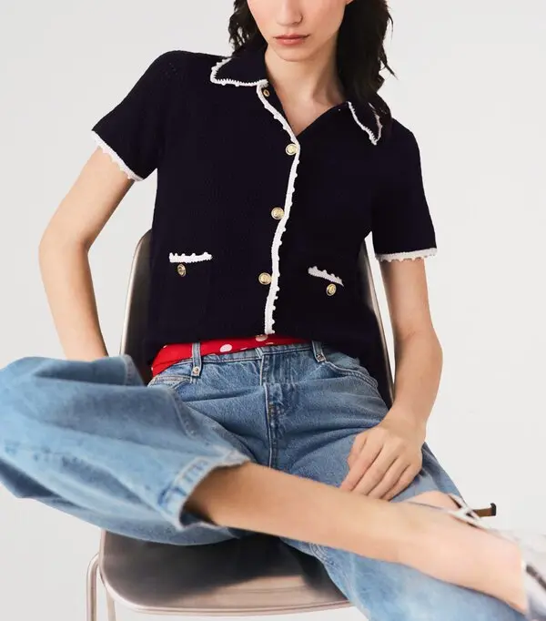 Maje Textured Knit Short-sleeve Cardigan