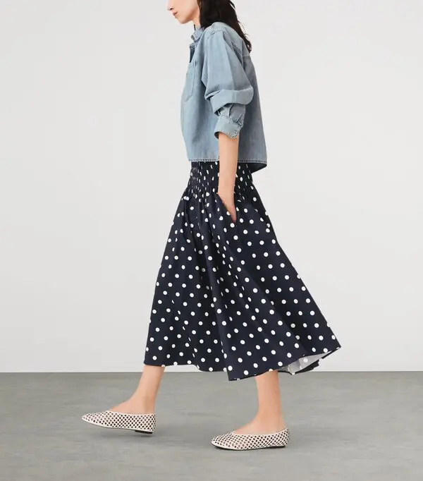 Maje Cotton Polka-dot Maxi Skirt