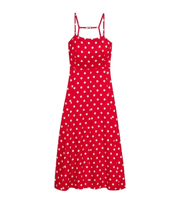 Maje Linen-blend Polka-dot Maxi Dress - Red