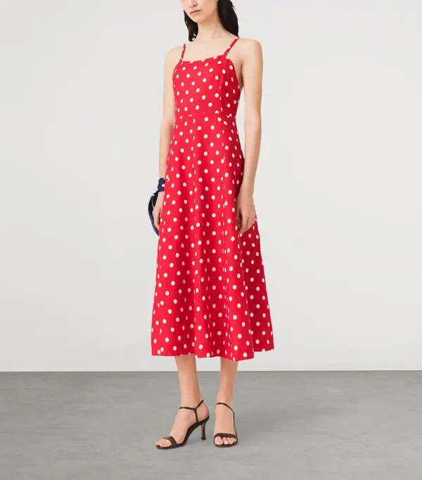 Maje Linen-blend Polka-dot Maxi Dress