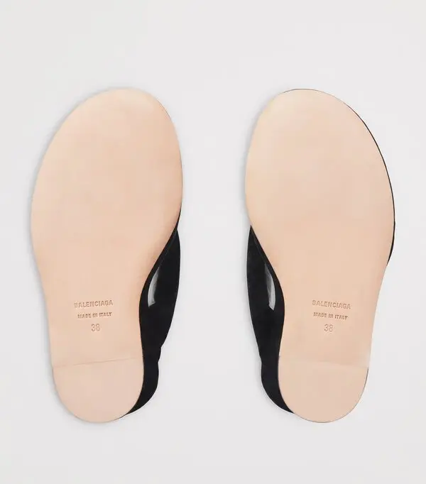 Balenciaga Velvet Thong Wedge Sandals - Black