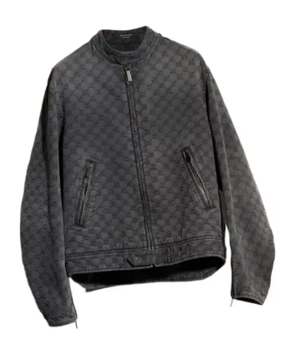 Gucci Gg Cotton Denim Jacquard Zip Jacket