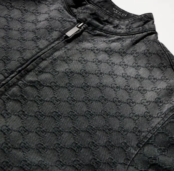 Gucci Gg Cotton Denim Jacquard Zip Jacket
